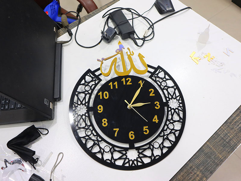 Laser Cut Name of Allah Acrylic Islamic Wall Clock Design | dxf, cdr ...