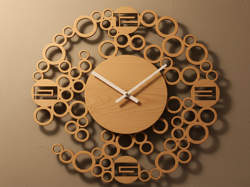 Laser Cut Abstract Bubbles Wooden Wall Clock Design | cdr File Download ...